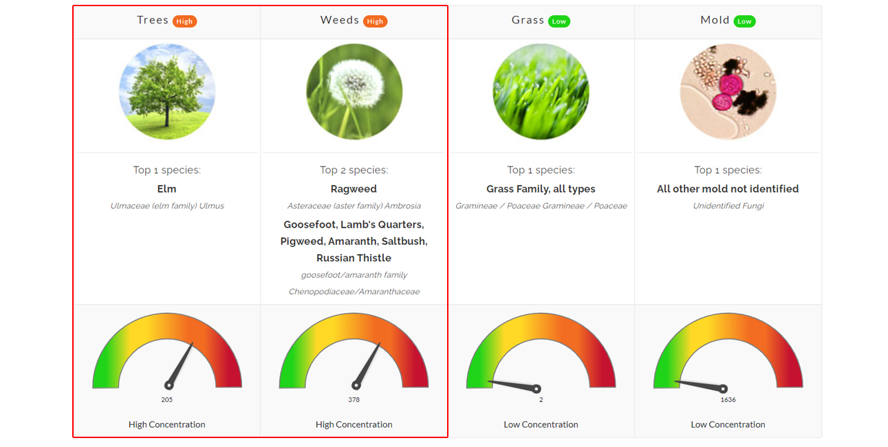 Pollen Count - September 20, 2021 - Family Allergy & Asthma Care